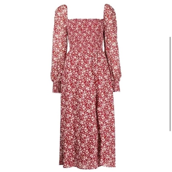 Reformation | Dresses | Reformation Red And White Floral Smocked ...